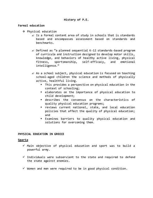 Historical development of physical education (primitive socety, ancient ...