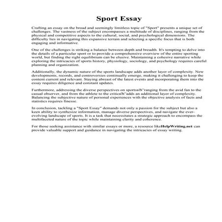 Sport Essay | PDF | Parenting Babies and Toddlers | Parenting