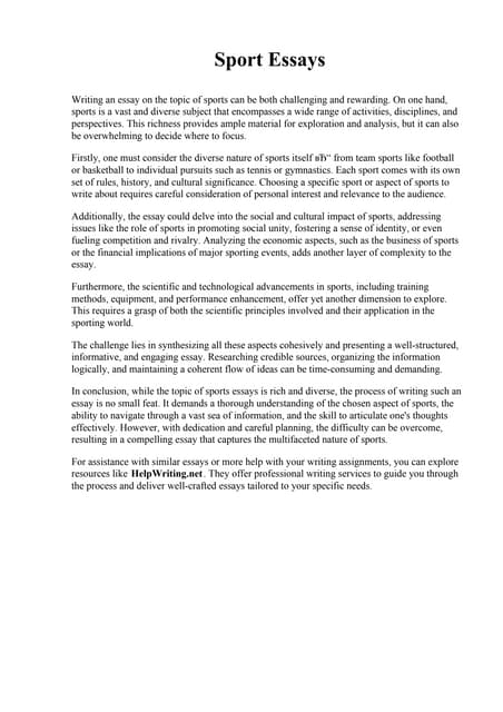 Essay On Sports And Games | PDF | Sports