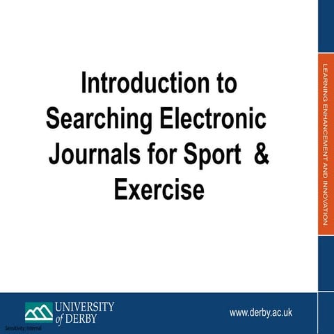 Sport & Exercise Electronic Journals Introduction (powerpoint) | PPT