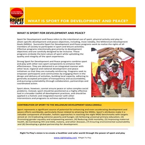 Sport for Development and Peace refers to the intentional use of sport ...