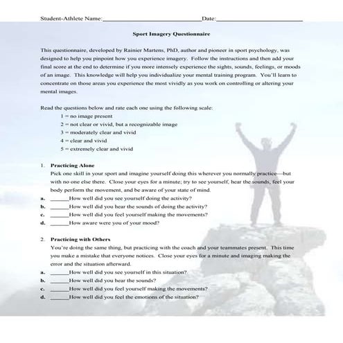 Sports Imagery Questionnaire | DOCX