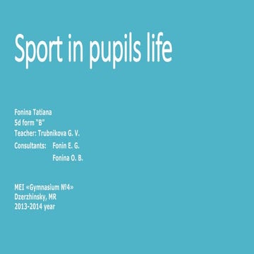 Sport in pupils life | PPTX