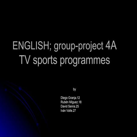Sports Programmes on TV G2_4A | PPT