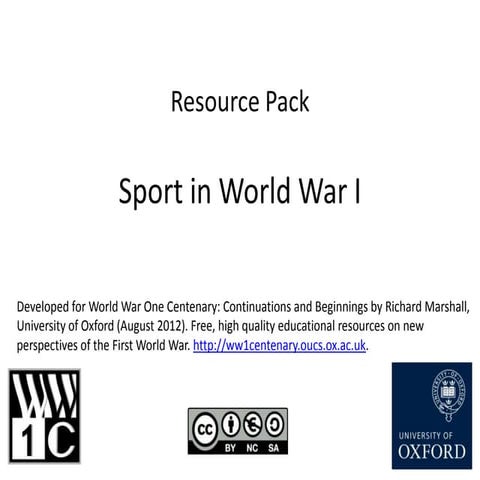 Sport in World War I | PPTX | Soccer | Sports