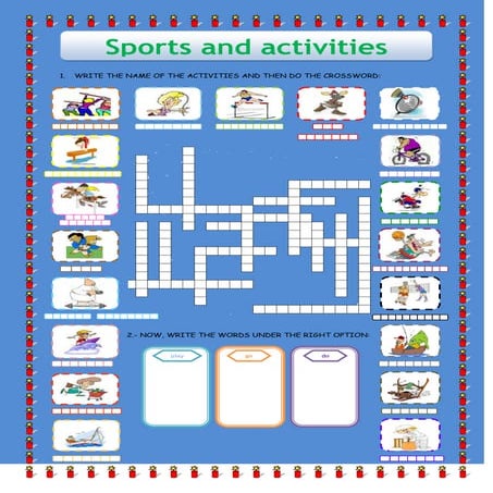 WORKSHEET-SPORTS AND ACTIVITIES | DOCX | Homework and Study | Education