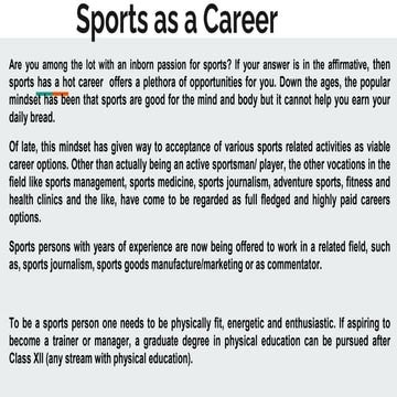 Sports as a career option | PPTX