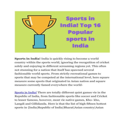 Sports in India! | PDF