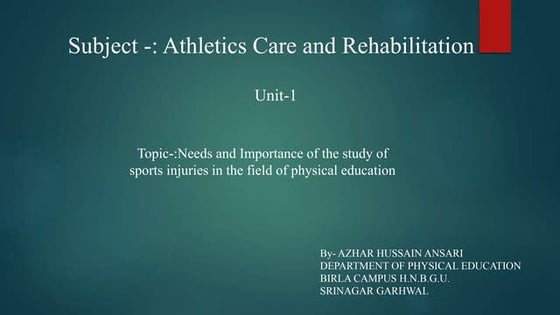 Sports Injuries (Grade 11 PE and HEALTH) | PPT