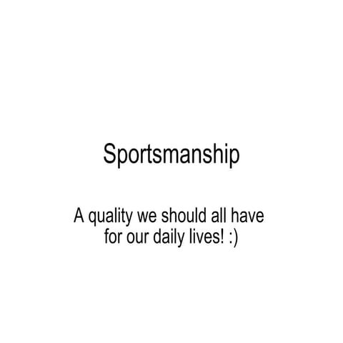 Sportsmanship | PPT