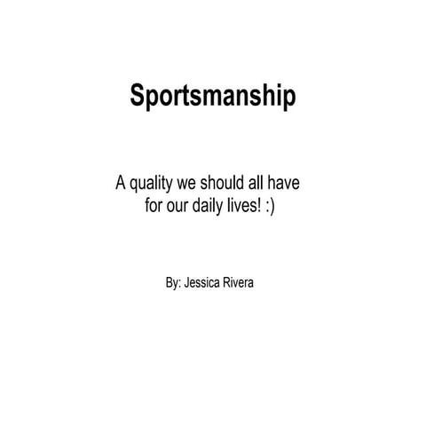 Sportsmanship! | PPT