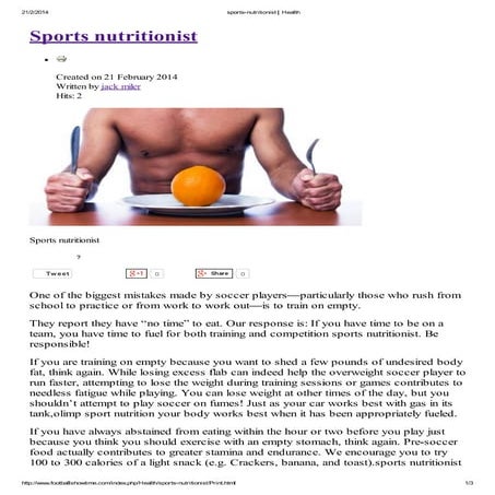 Sports nutritionist | PDF | Nutrition | Healthy Living