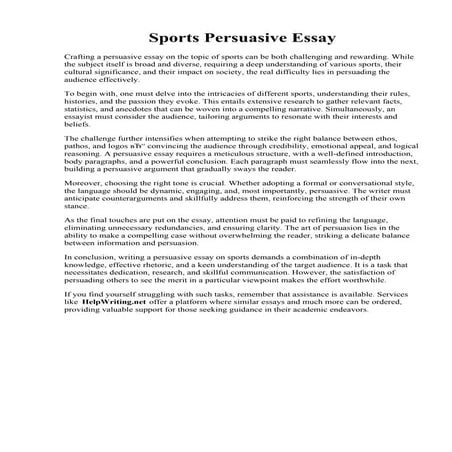 Sports Persuasive Essay. Argumentative sports essay topics ...