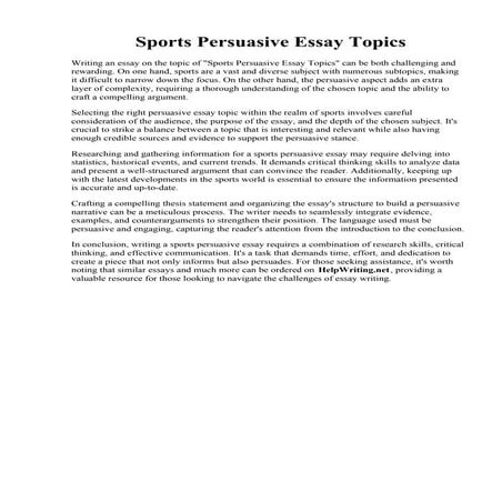 Sports Persuasive Essay Topics | PDF