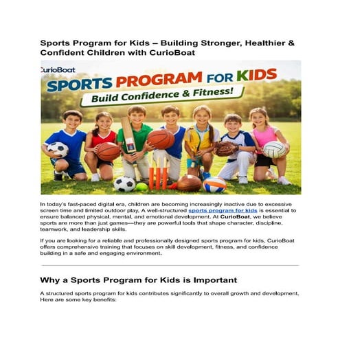 sports activities for kids - CurioBoat.... | PDF