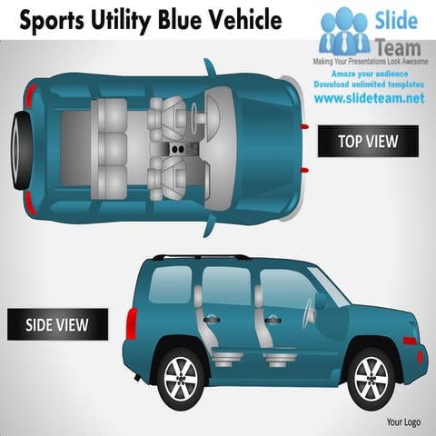Sports utility blue vehicle top view powerpoint presentation templates ...