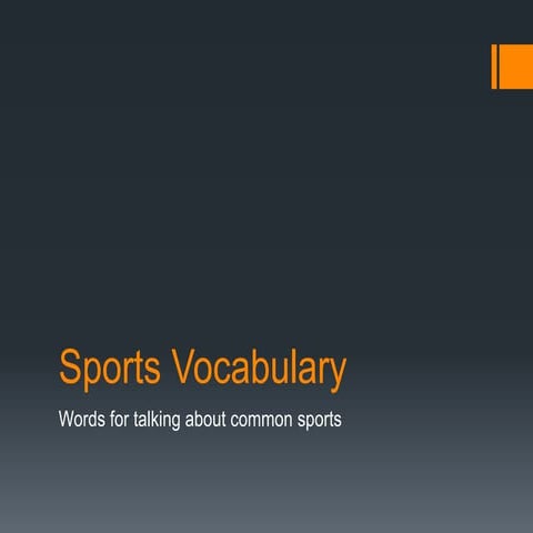 ESL Sports Vocabulary | PPTX