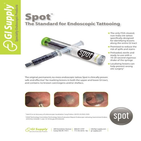 Spot Endoscopic Marker | The Standard for Endoscopic Tattooing | PDF