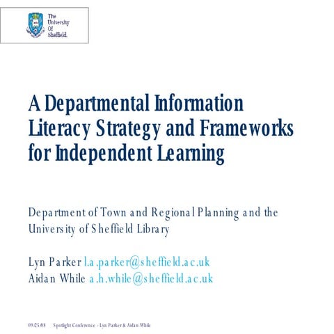 A Departmental Information Literacy Strategy and Frameworks for ...
