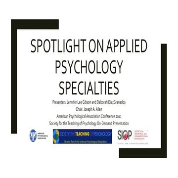 Spotlight on Applied Psychology Specialties | PPT