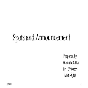 Spots and Announcement in Health Education | PPTX