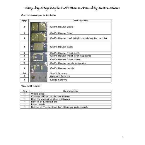 Spotted Eagle Owl's House step by-step assembly | PDF