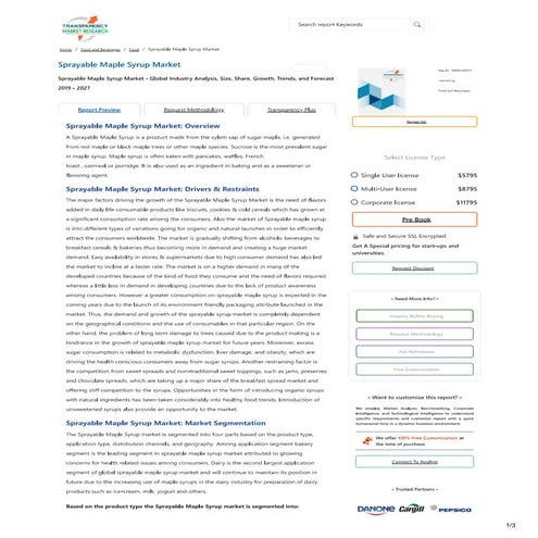 Sprayable Maple Syrup Market : Drivers & Restraints | PDF | Cooking ...