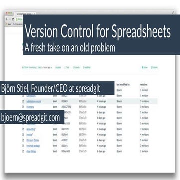Version control for spreadsheets - Bjoern Stiel at Eusprig 2014 | PPT