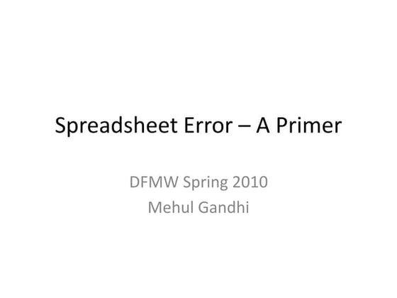 Spreadsheet Errors Ppt