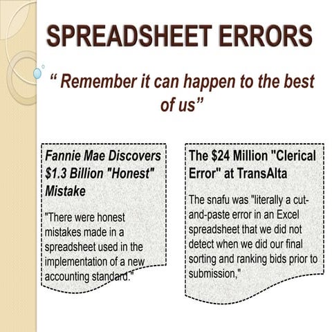 Spreadsheet Errors | PPT