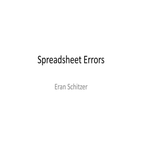 Spreadsheet Errors | PPT