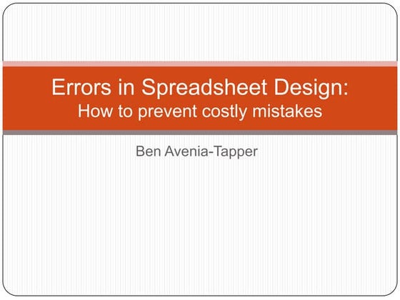 Spreadsheet Errors | PPT