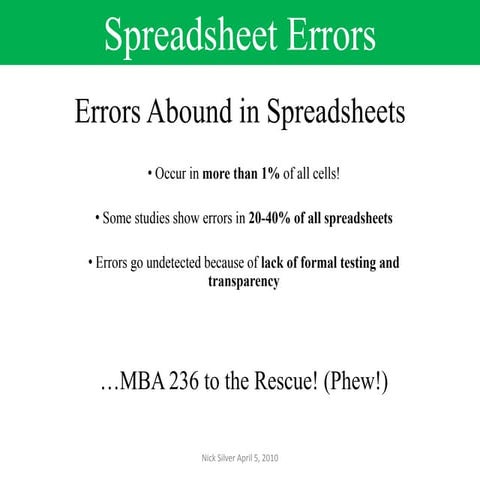 Spreadsheet Errors | PPTX