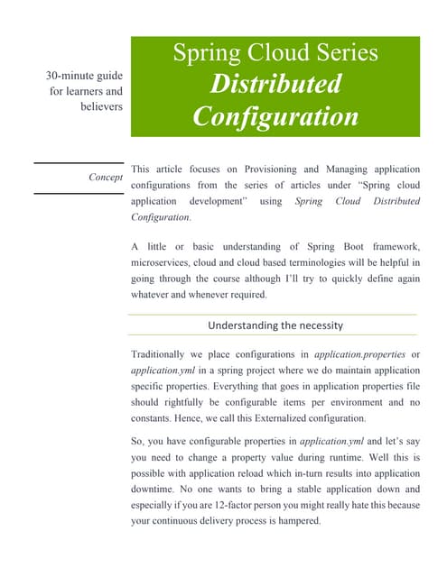 Externalized Distributed Configuration Management With Spring Cloud