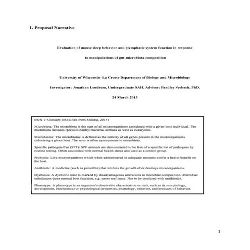 2015 Gut Microbiome - Sleep Grant Proposal | PDF