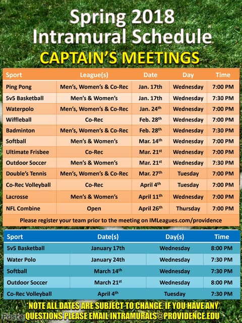 Fall 2015 intramural schedule flyer | PDF