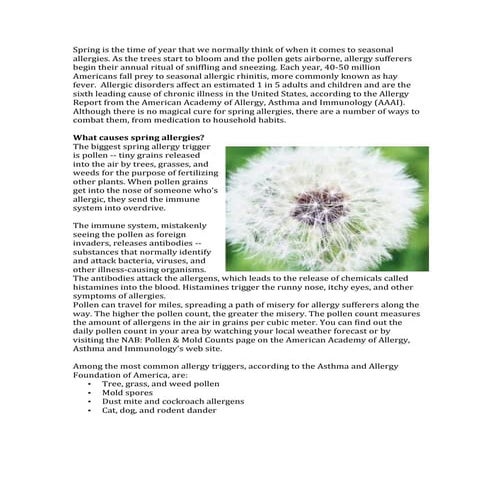 All about Spring seasonal allergies | PDF
