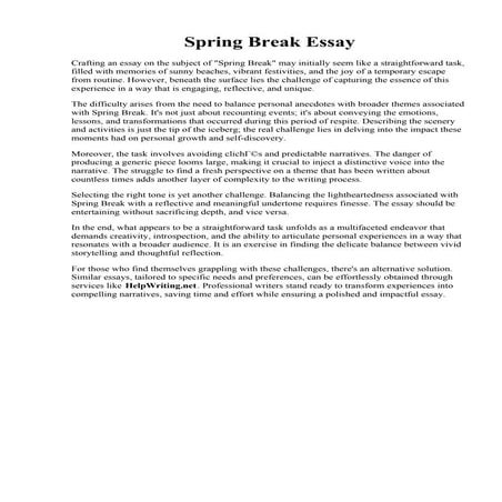 Spring Break Essay.pdf | Science