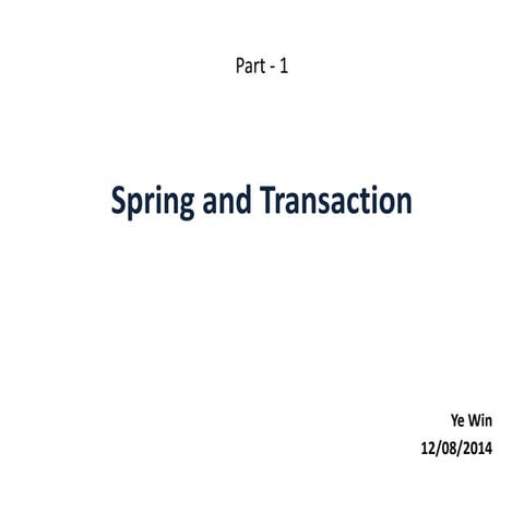Spring Transaction Management Ppt
