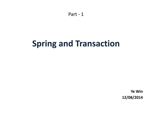 Spring Transaction Management Ppt