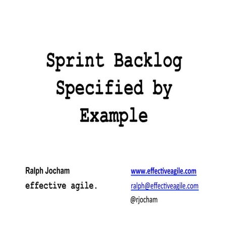 Sprint backlog specified by example | PDF