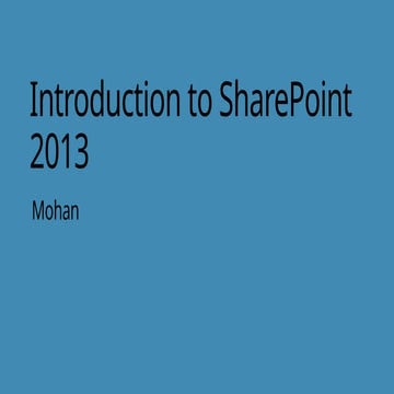 Introduction to Sharepoint 2013 Devlopment | PPT