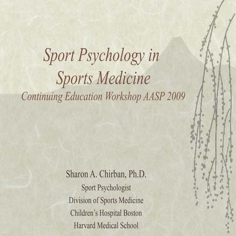 SPORTS PSYCHOLOGY IN SPORTS MEDICINE | PPT