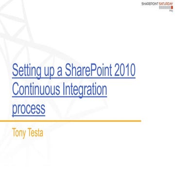 SharePoint Saturday - Philly 2012 - Setting up a SharePoint 2010 ...