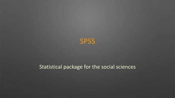 Application Of Excel And Spss Programme In Statistical Ppt