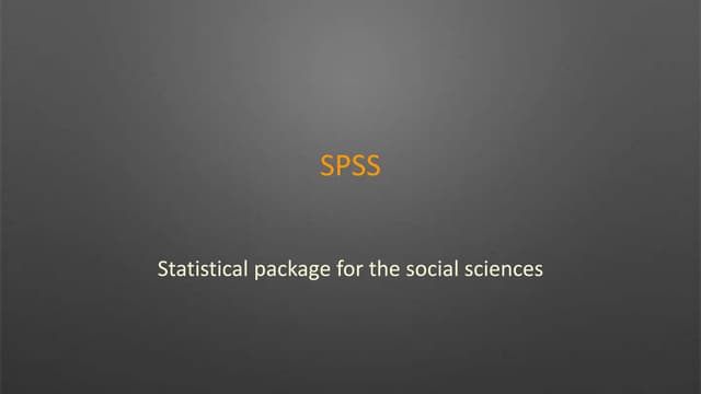 Data processing & Analysis: SPSS an overview | PPTX