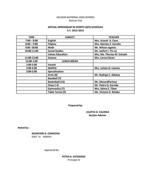 JHS Consolidated Class Program Sep. 2023 | PDF