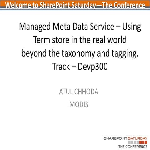 Spstc2011 managed metadata real world | PPTX