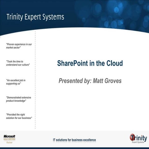 SPSUK - ITPro - Matt Groves - SharePoint in the cloud | PPTX | Cloud Computing | Internet