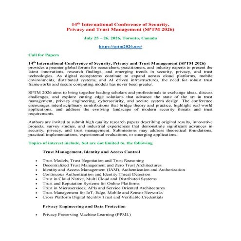 14th International Conference on Security, Privacy, and Trust ...
